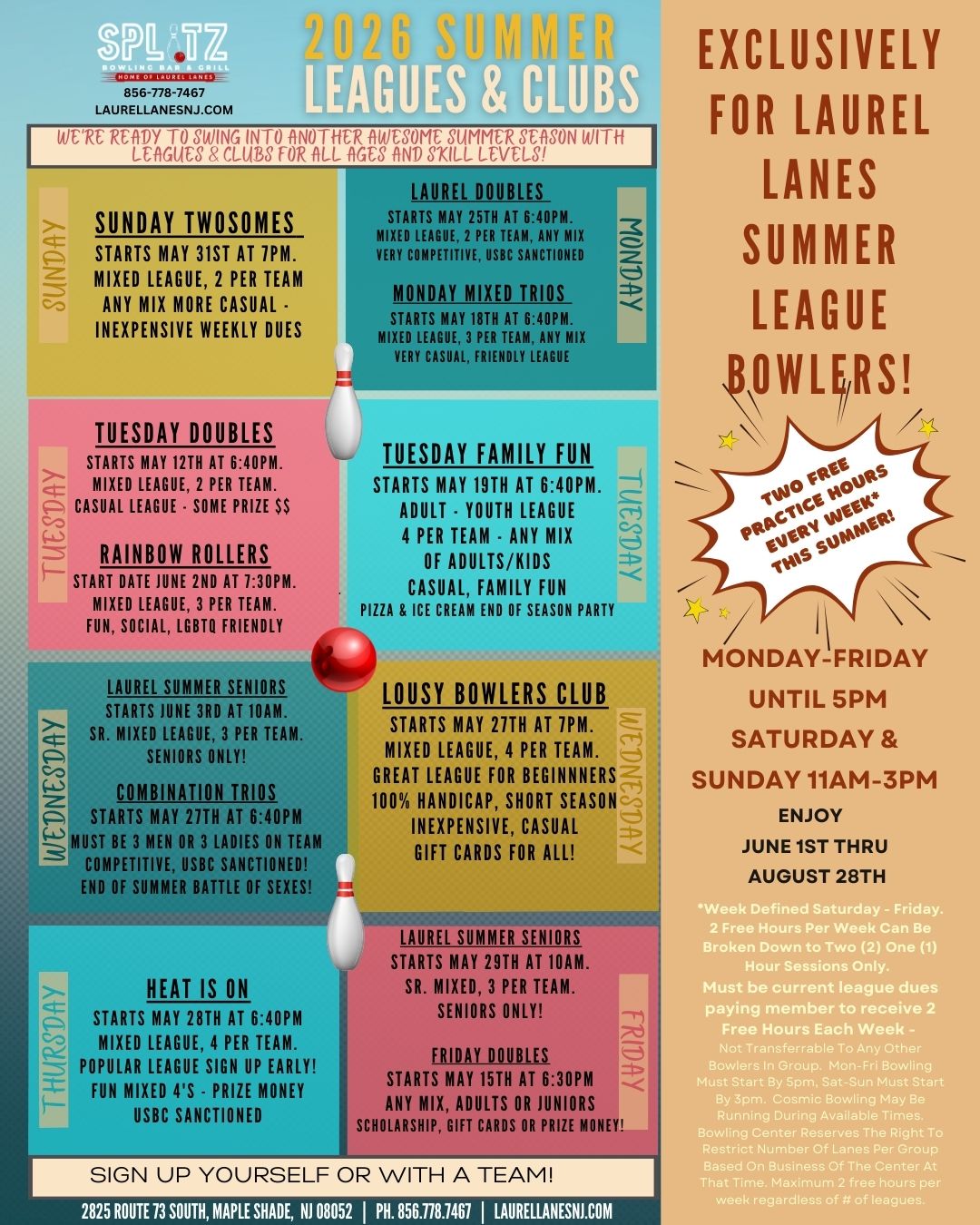 Summer 2026 League Information - Laurel Lanes